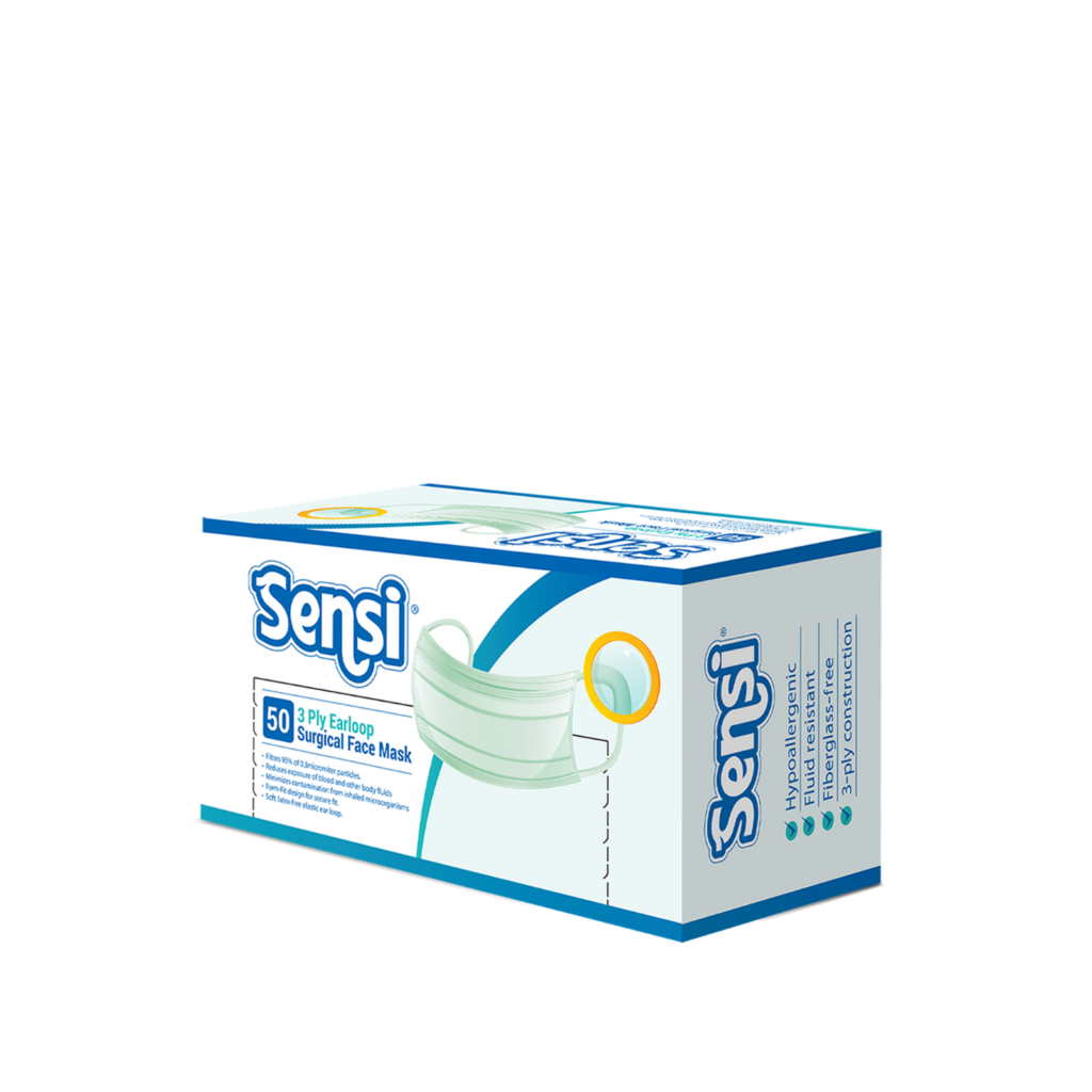 3-PLY EARLOOP SURGICAL FACE MASKS - Sensi